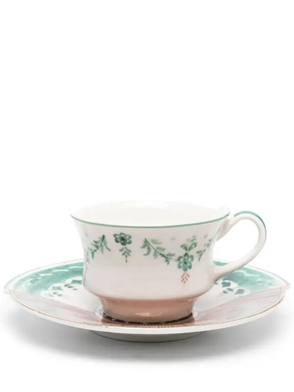 SELETTI Hybrid Chucuito Floral-print Coffee Cup Set - Green