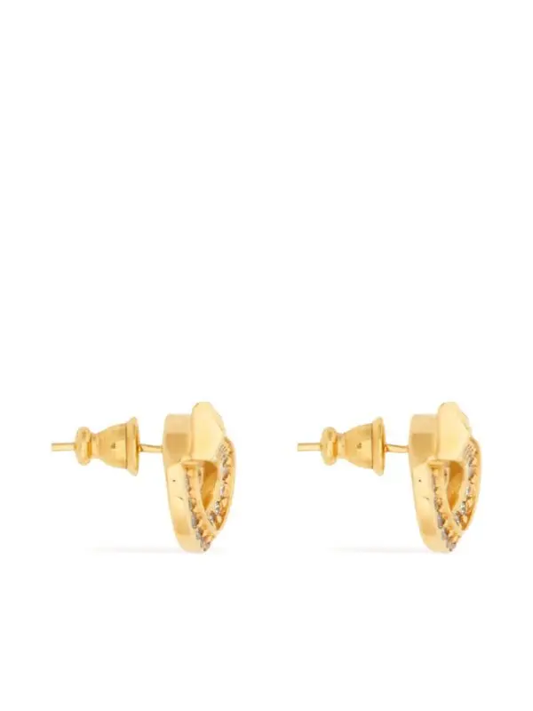 FERRAGAMO Gancini Rhinestone Earrings - Gold