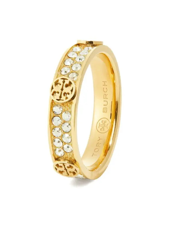 Tory Burch Miller Rhinestone Band Ring - Gold