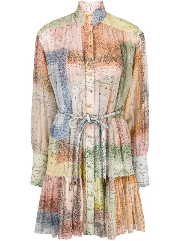 Zimmermann Matchmaker Bandana Patch-print Mini Dress - Neutrals