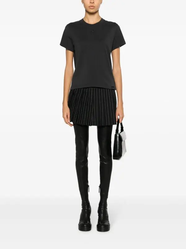 COURREGES Logo-embroidered T-shirt - Grey