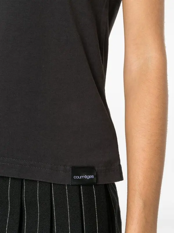 COURREGES Logo-embroidered T-shirt - Grey