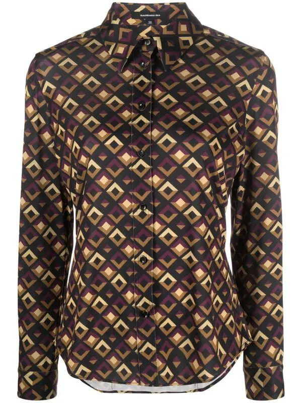 Barbara Bui Geometric-print Long-sleeve Shirt - Purple