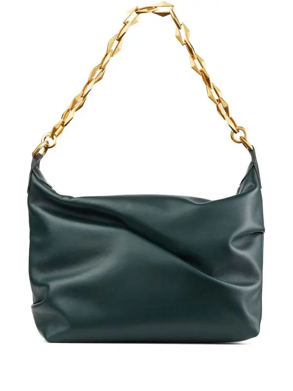 JIMMY CHOO Small Diamond Soft Leather Shoulder Bag