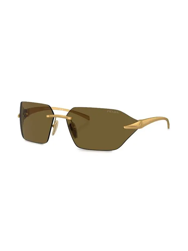 Prada Logo-Engraved Rimless Sunglasses - Gold | Editorialist
