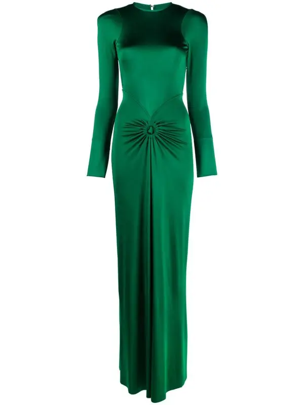 Victoria Beckham Gathered-detail Open-back Gown - Green