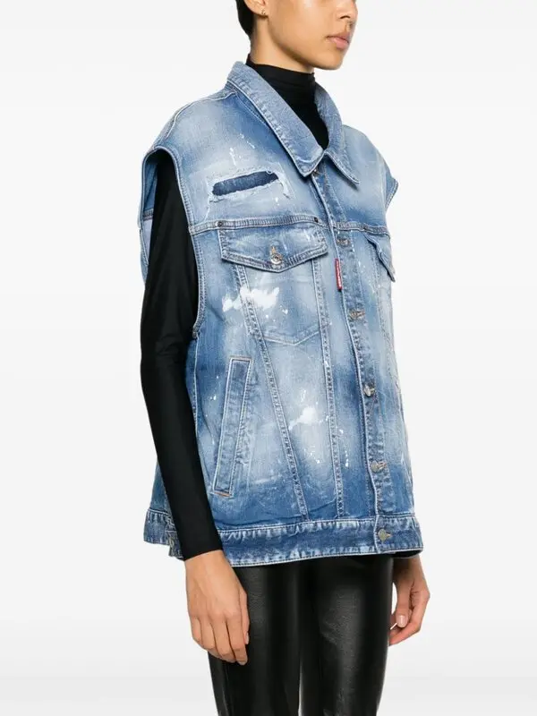 Dsquared2 Paint Splatter Denim Vest