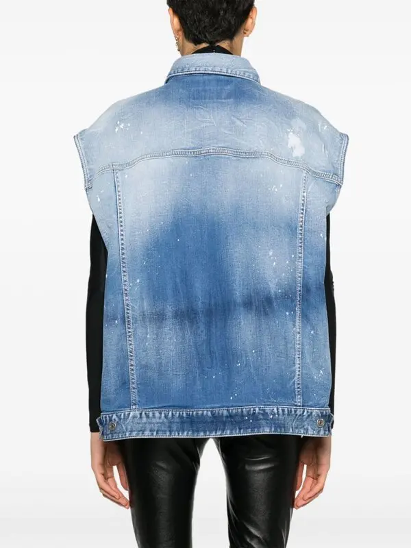 Dsquared2 Paint Splatter Denim Vest
