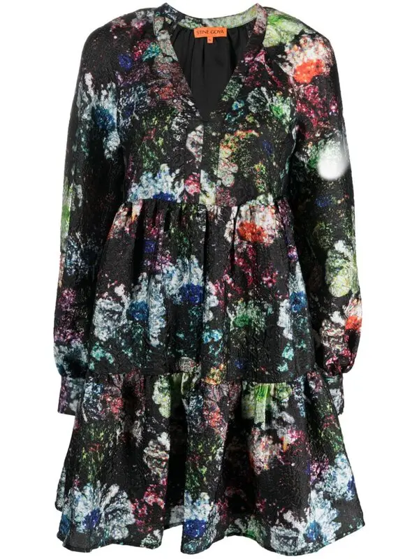 Stine Goya Jasmine Glitter Bloom-print Minidress