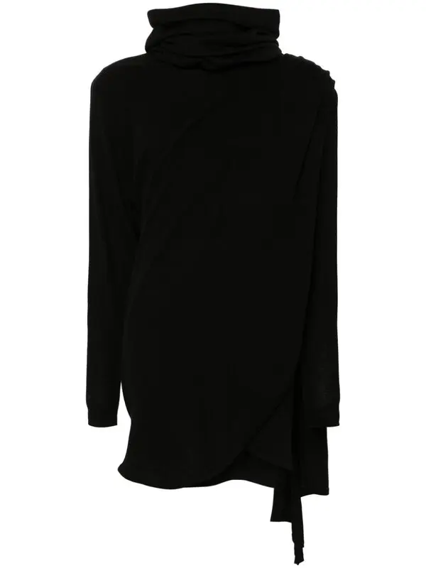 Saint Laurent Hooded Wool Dress - Black