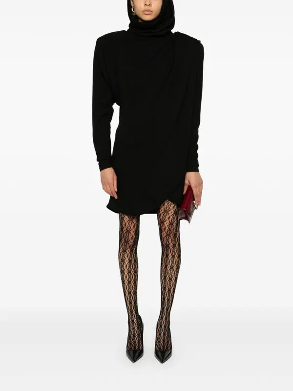 Saint Laurent Hooded Wool Dress - Black