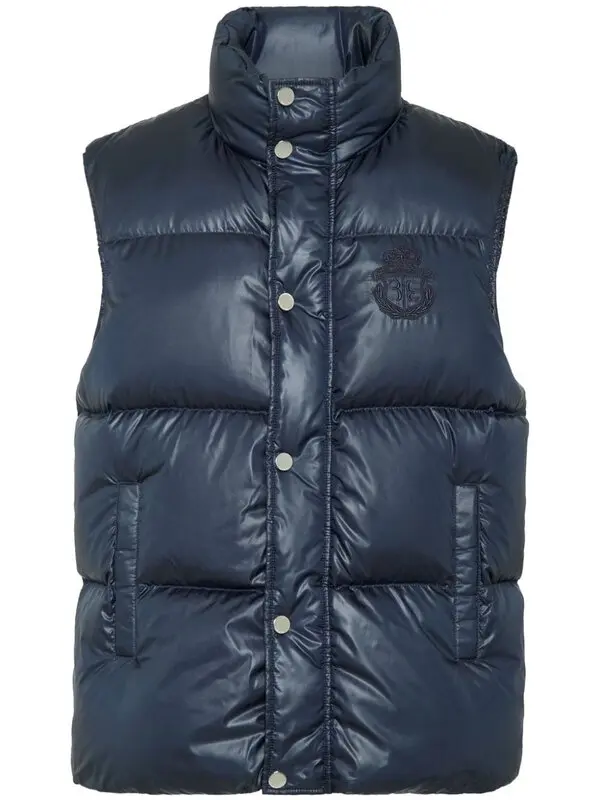 BILLIONAIRE Logo-embroidered Padded Gilet - Blue