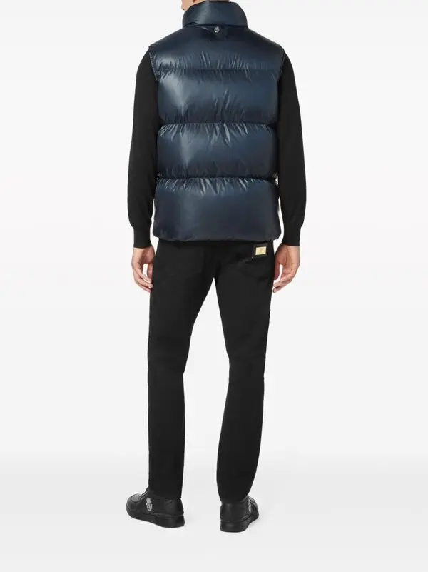 BILLIONAIRE Logo-embroidered Padded Gilet - Blue