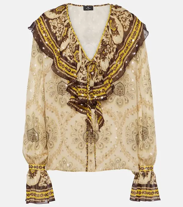 Etro Ruffled Paisley Silk-blend Blouse