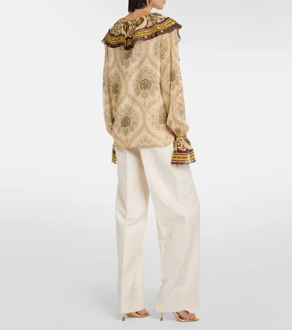 Etro Ruffled Paisley Silk-blend Blouse