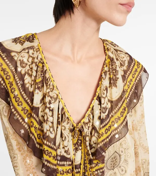 Etro Ruffled Paisley Silk-blend Blouse