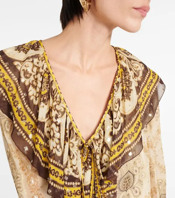 Etro Ruffled Paisley Silk-blend Blouse