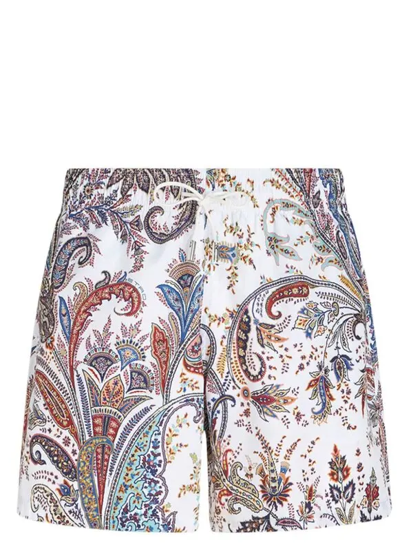 Etro Paisley-print Drawstring Swim Shorts - White