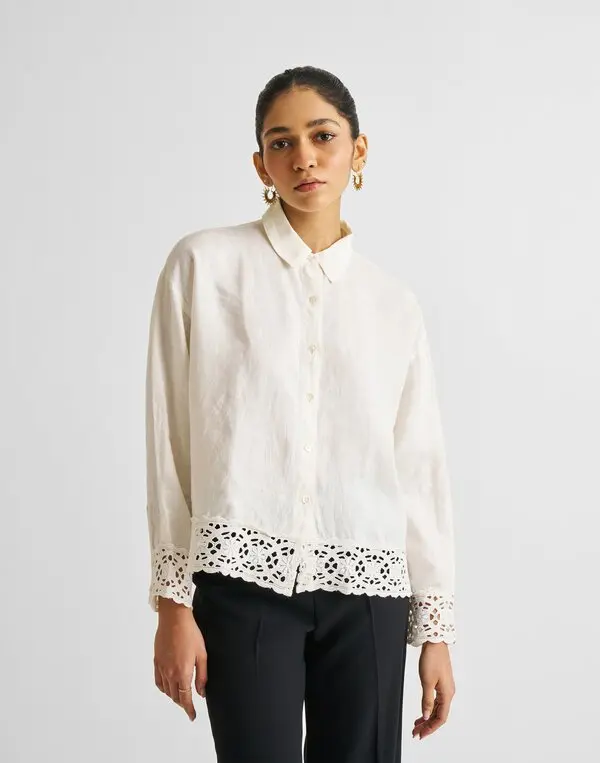 Madewell Reistor® Button-down Shirt With Embroidered Lace