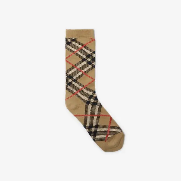 Burberry Check Blend Socks - Sand Beige