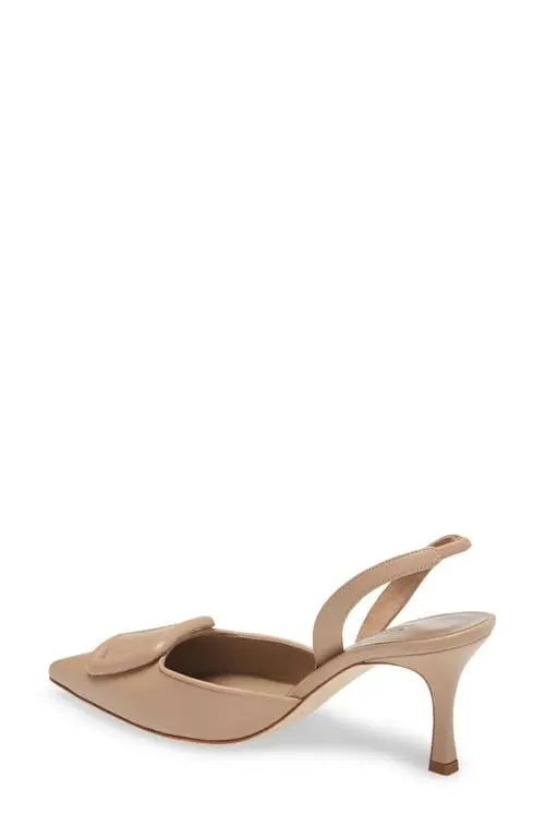 Manolo Blahnik Maysli Buckle Slingback Pumps - Cream