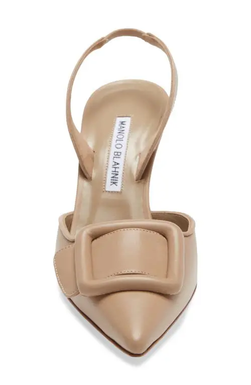 Manolo Blahnik Maysli Buckle Slingback Pumps - Cream