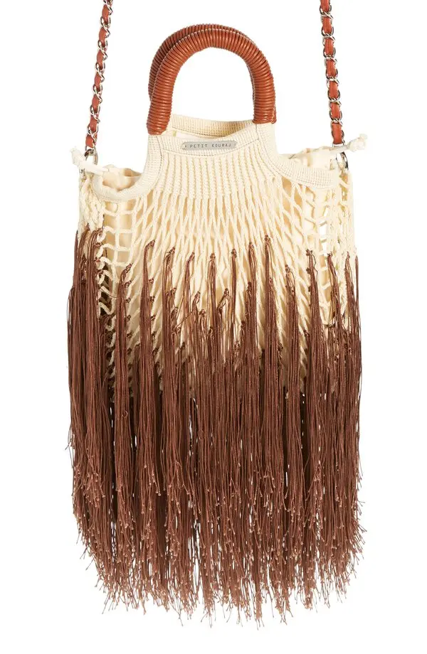 PETIT KOURAJ Fringe Top Handle Bag
