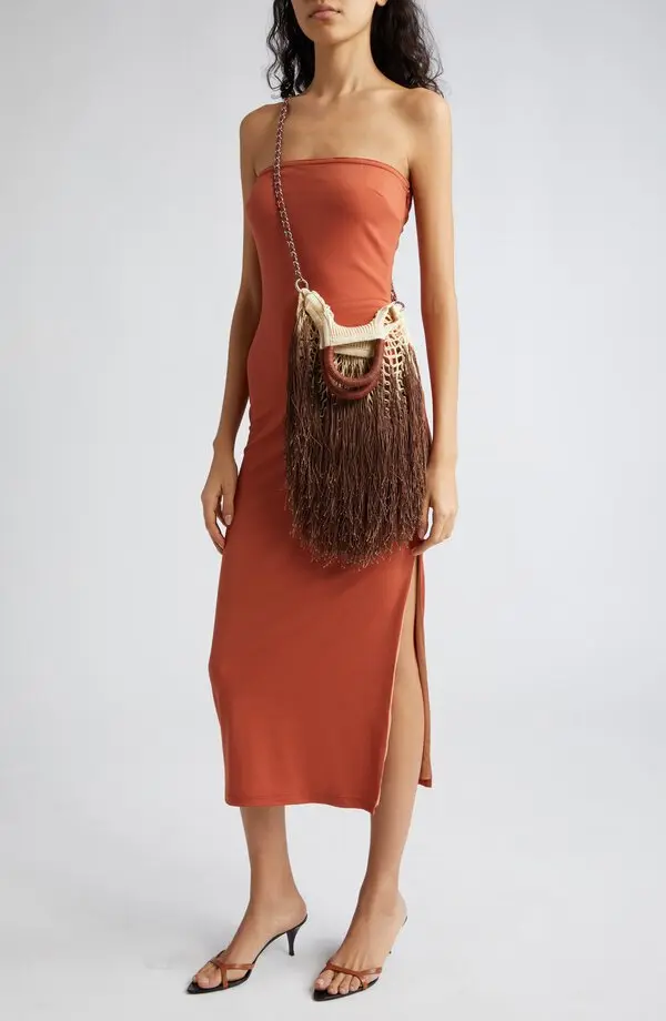 PETIT KOURAJ Fringe Top Handle Bag