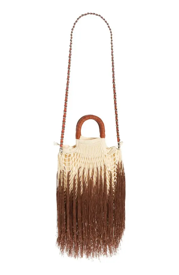 PETIT KOURAJ Fringe Top Handle Bag