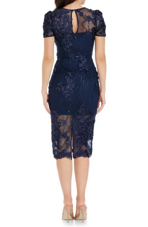 Dress The Population Lia Sequin & Flower Appliqué Sheath Dress