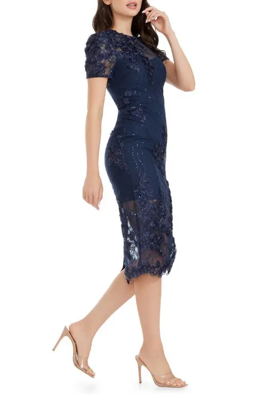 Dress The Population Lia Sequin & Flower Appliqué Sheath Dress