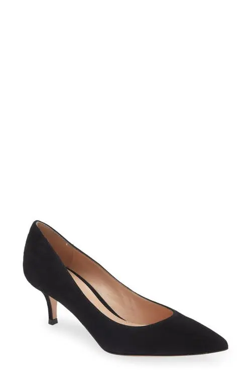 GIANVITO ROSSI Kitten Heel Pointed Toe Pump - Black