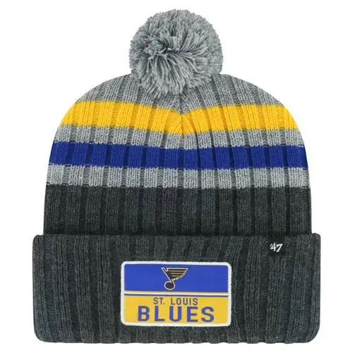 '47 St. Louis Blues Stack Patch Cuffed Knit Hat With Pom