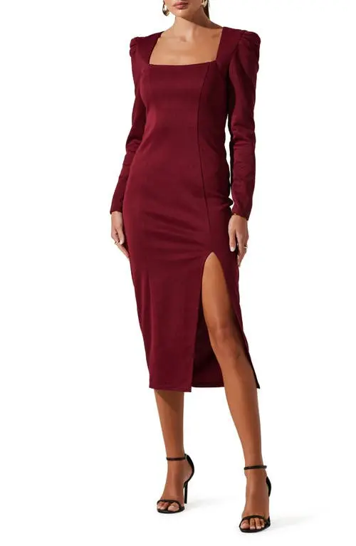 Astr The Label Back Cutout Long Sleeve Midi Dress