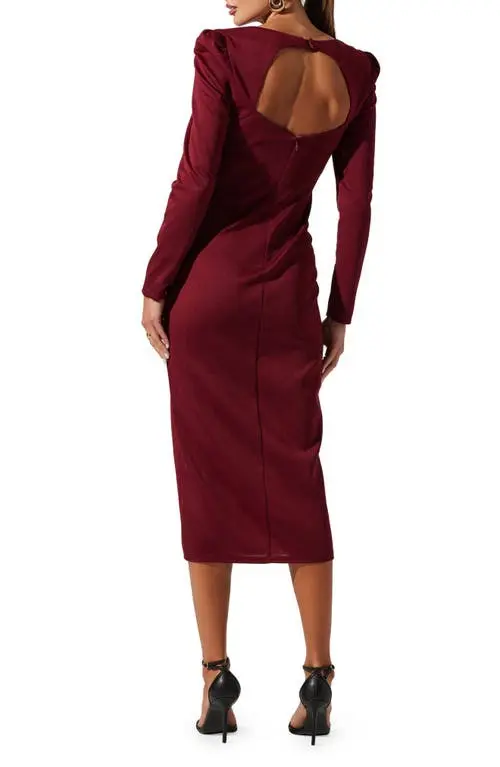 Astr The Label Back Cutout Long Sleeve Midi Dress
