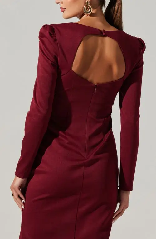 Astr The Label Back Cutout Long Sleeve Midi Dress