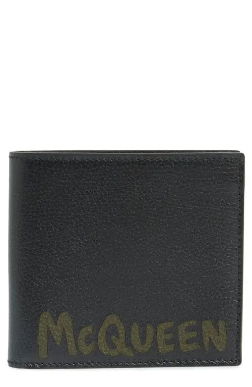 Alexander McQueen Graffiti Logo Leather Bifold Wallet