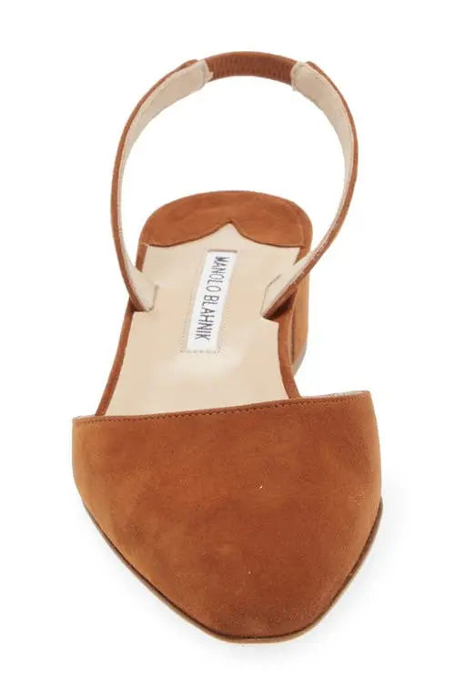 Manolo Blahnik Aspro Suede Slingback Pumps - Brown