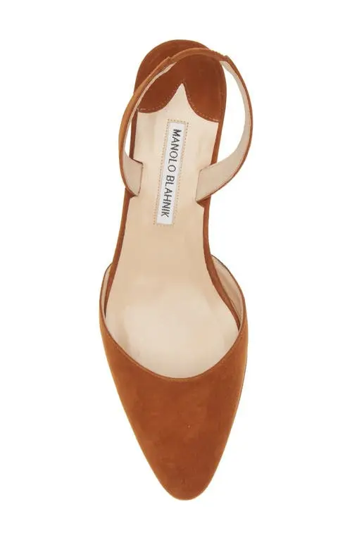 Manolo Blahnik Aspro Suede Slingback Pumps - Brown