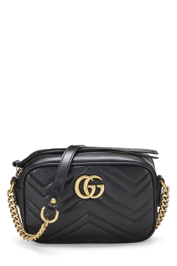 Gucci Leather Gg Marmont Shoulder Bag - Black