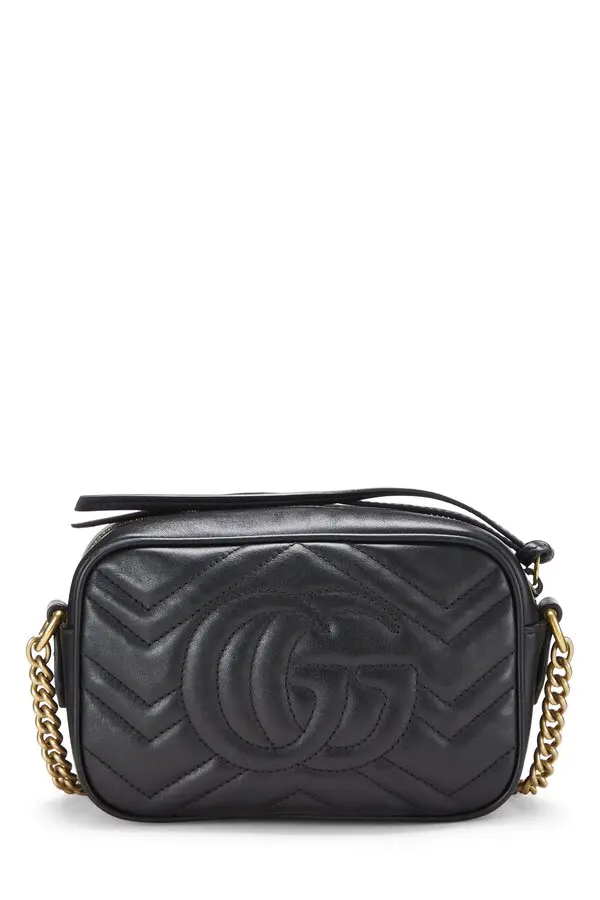 Gucci Leather Gg Marmont Shoulder Bag - Black