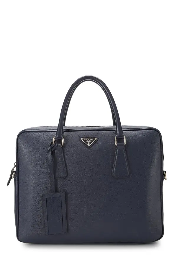 Prada Saffiano Briefcase - Navy