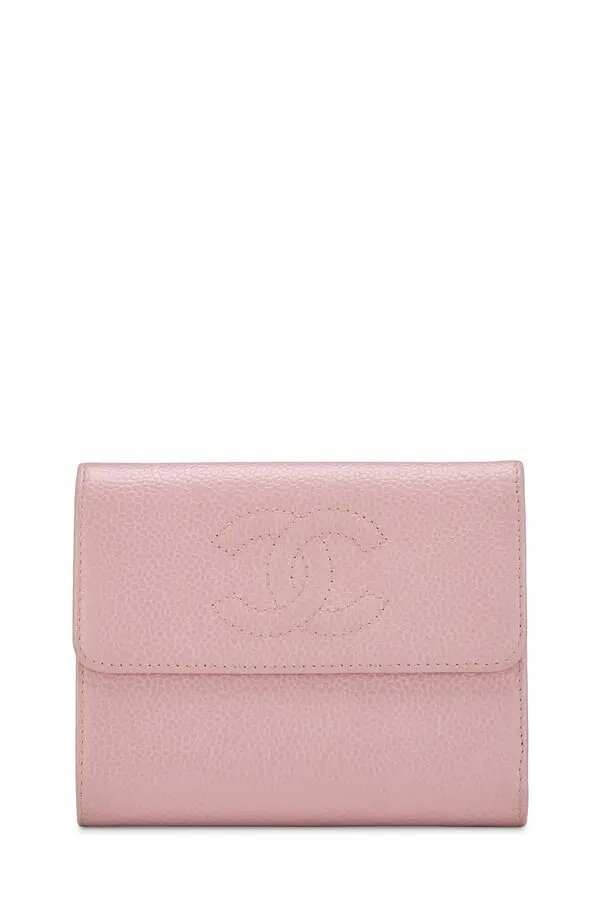 Chanel Caviar Timeless 'cc' Compact Wallet - Pink
