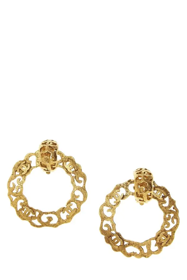 Chanel Cc' Cutout Hoop Earrings