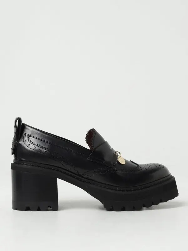 See By Chloé Gaucho Leather Moccasins With Brogue Detailing