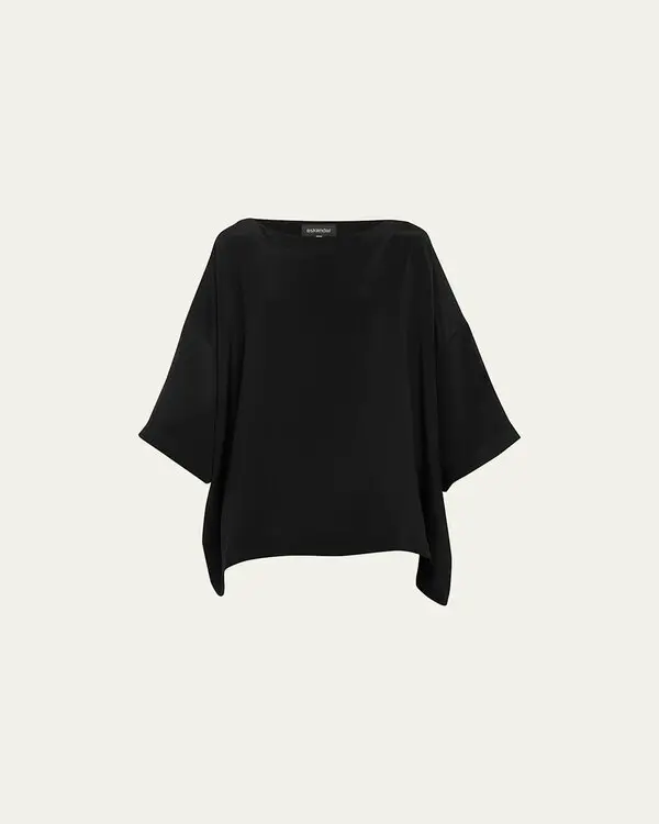 Eskandar Three-quarter Sleeve Tunic Top - Black
