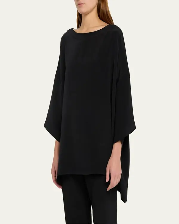 Eskandar Three-quarter Sleeve Tunic Top - Black