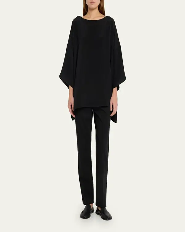 Eskandar Three-quarter Sleeve Tunic Top - Black