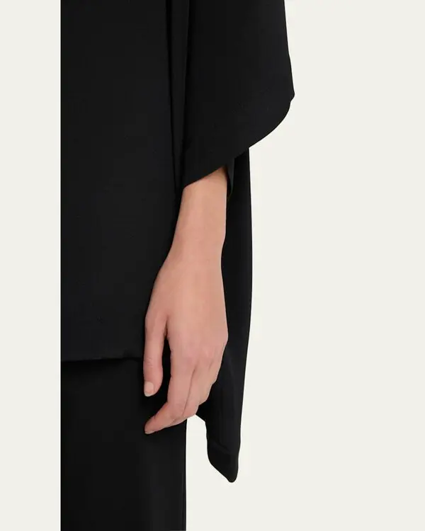Eskandar Three-quarter Sleeve Tunic Top - Black