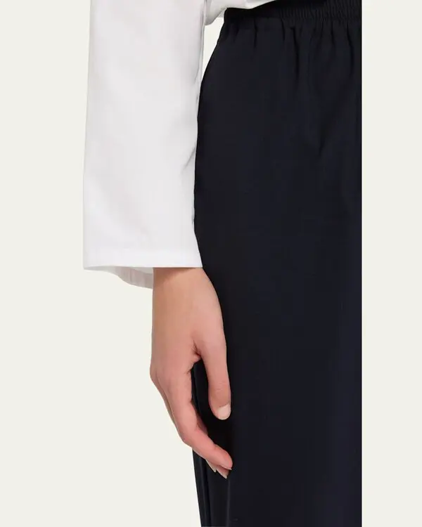Eskandar Narrow Elastic Waist Wool Trousers - Navy